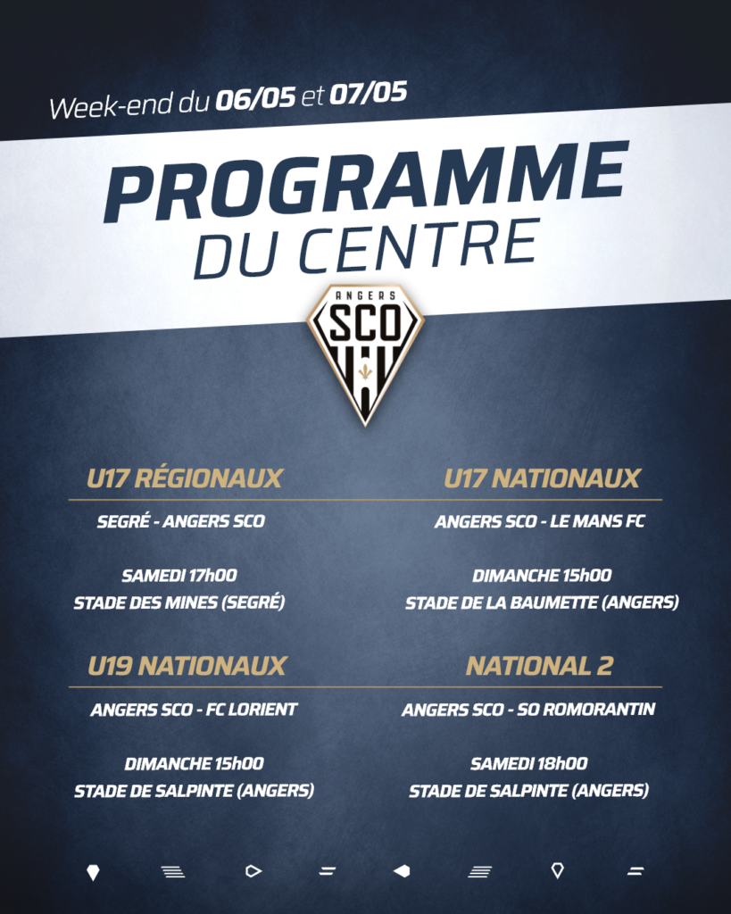 Le programme du centre de formation des 6 et 7 mai - Angers SCO