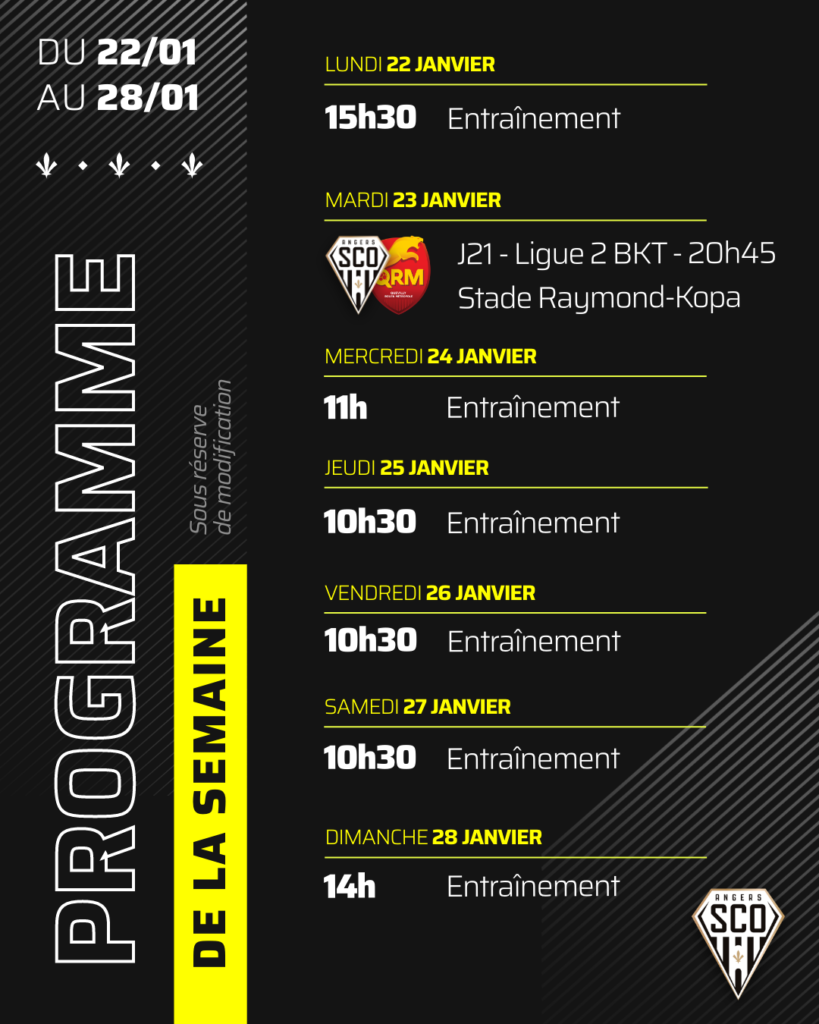 Six entraînements et un match au programme de cette semaine ! - Angers SCO