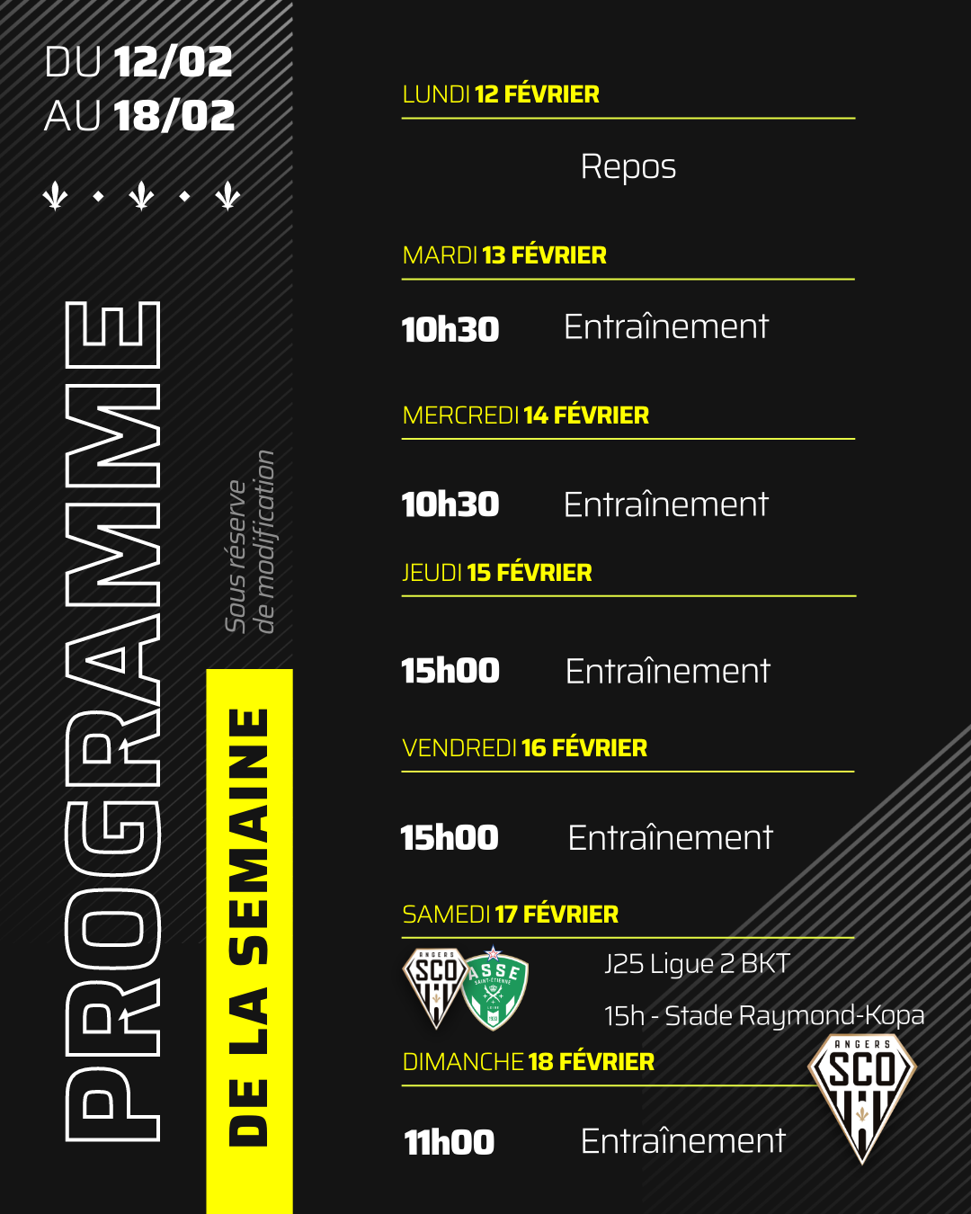 Une semaine d'entraînement avec un choc ! - Angers SCO